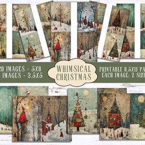 Whimsical Christmas Junk Journal Paper. Digital Paper of Quirky Vintage ...