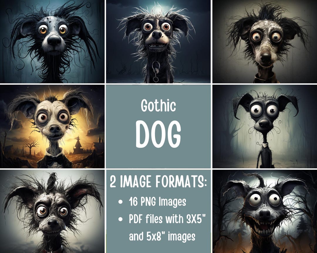 Gothic Dog Digital Paper and PNG Files. Digital Paper of Spooky, Gothic ...