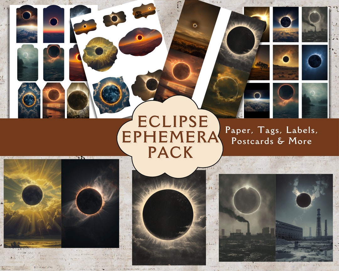 Solar Eclipse Ephemera Pack for Junk Journals. Digital Paper of Total ...