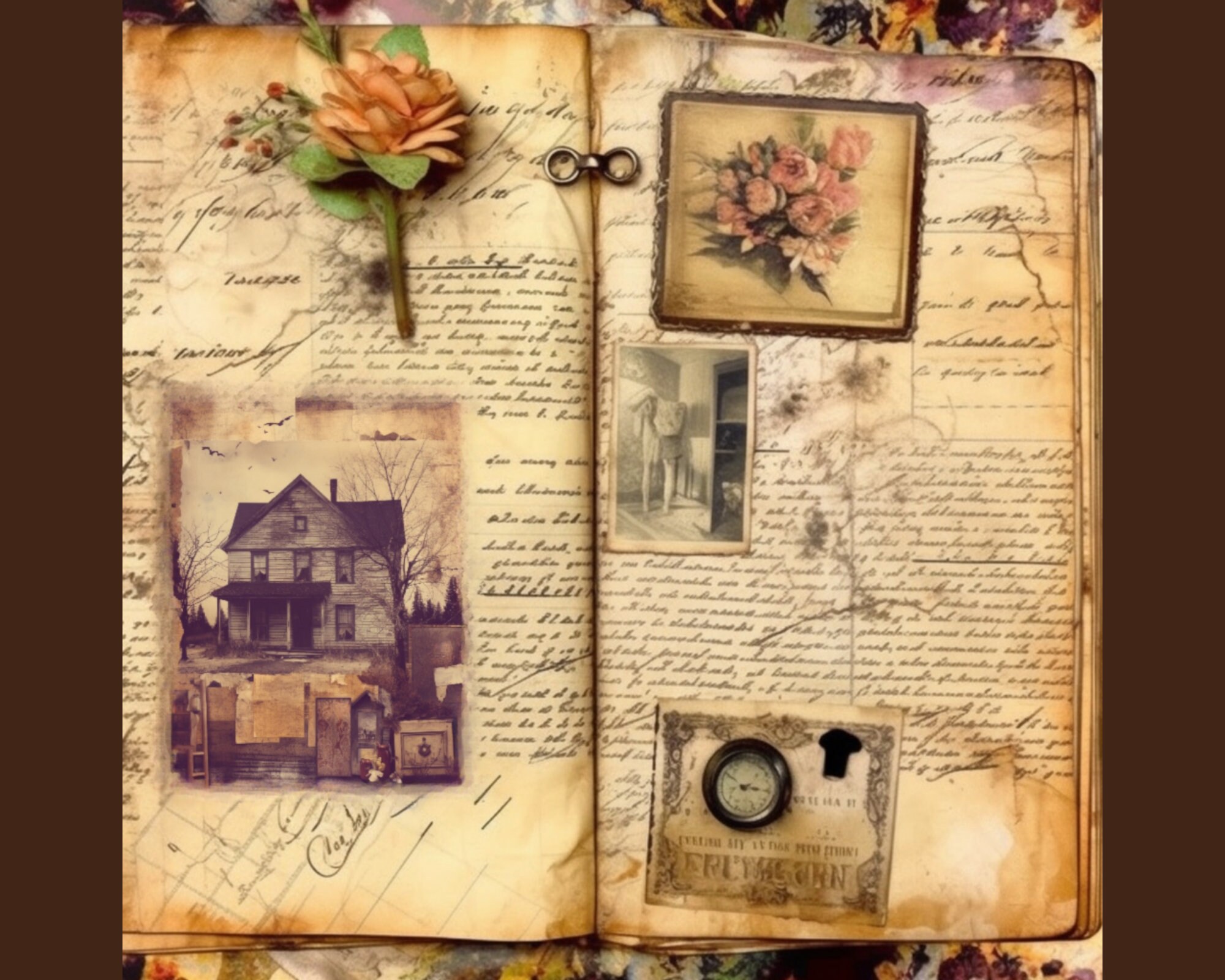Vintage Old House Junk Journal Paper. Digital Paper of Decaying Old ...