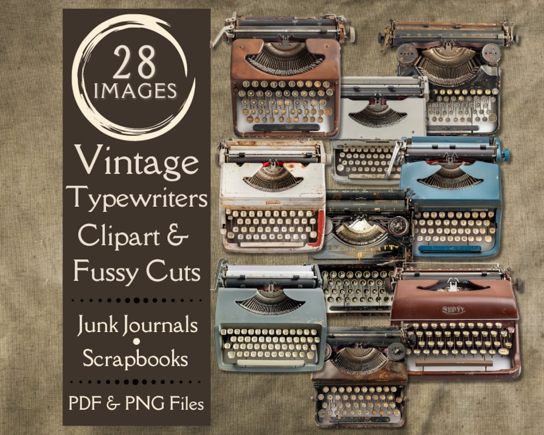 Vintage Typewriters Junk Journal Clipart. Digital Paper of Antique ...