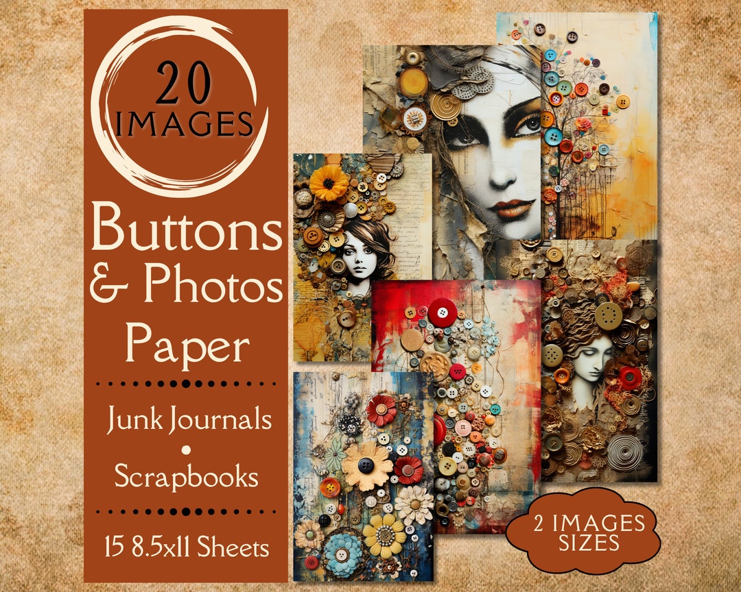 Buttons Digital Scrapbook Paper. Digital Paper of Mixed Media Buttons ...
