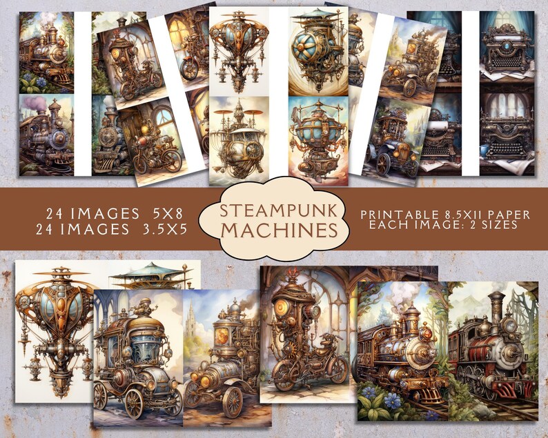 Steampunk Machines Junk Journal Paper. Steampunk Digital Paper of ...