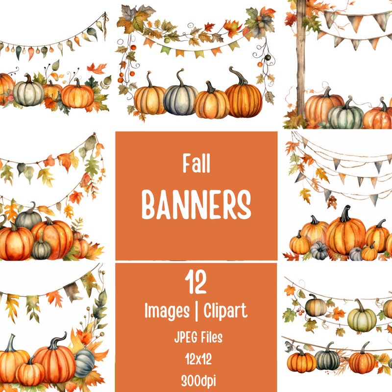 Fall Banner Clipart - Etsy
