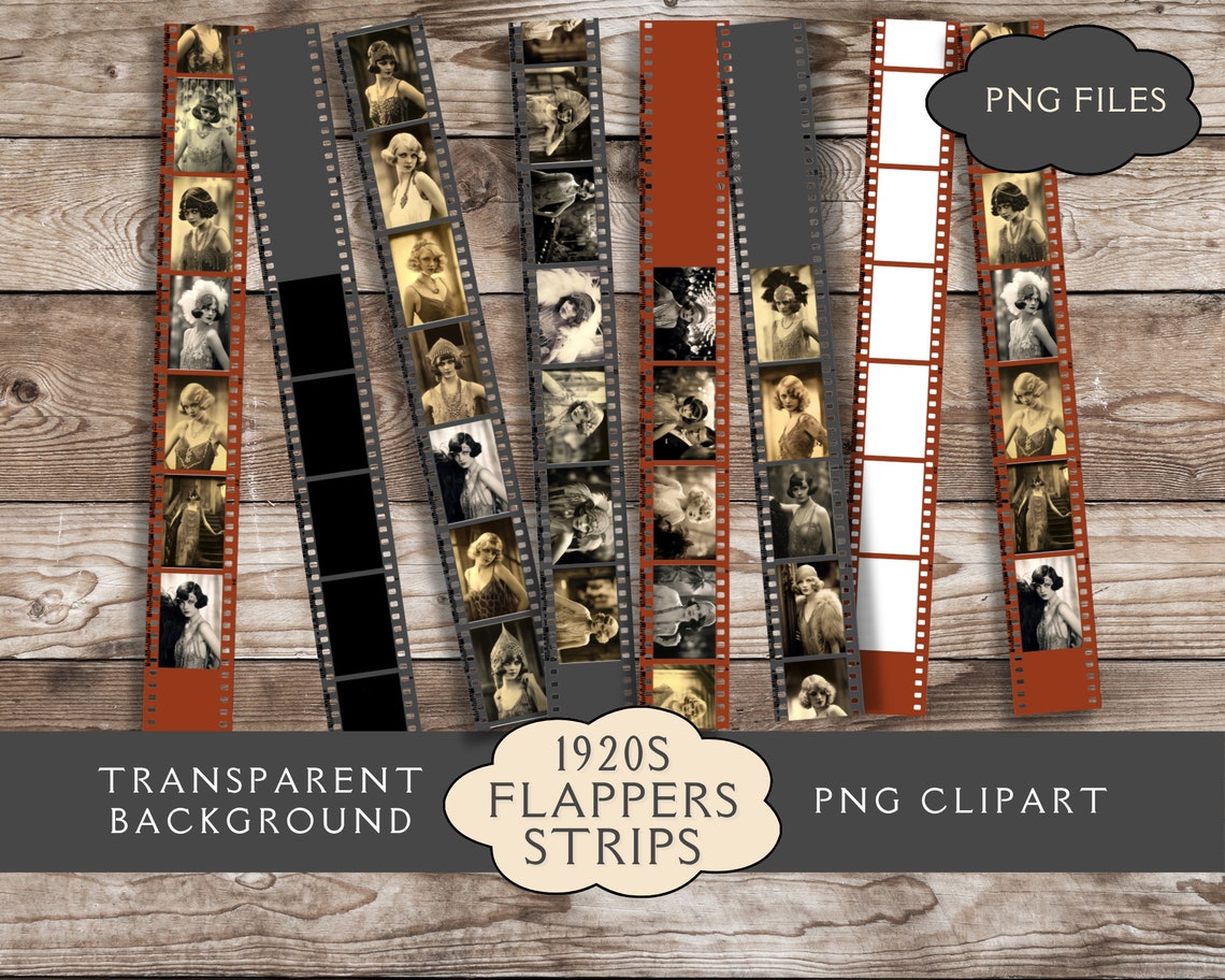 1920s Flapper Film Strips Ephemera for Junk Journals . Digital Paper of ...