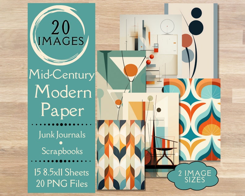 Mid Century Modern Digital Paper for Scrapbooks and Junk Journals - Etsy