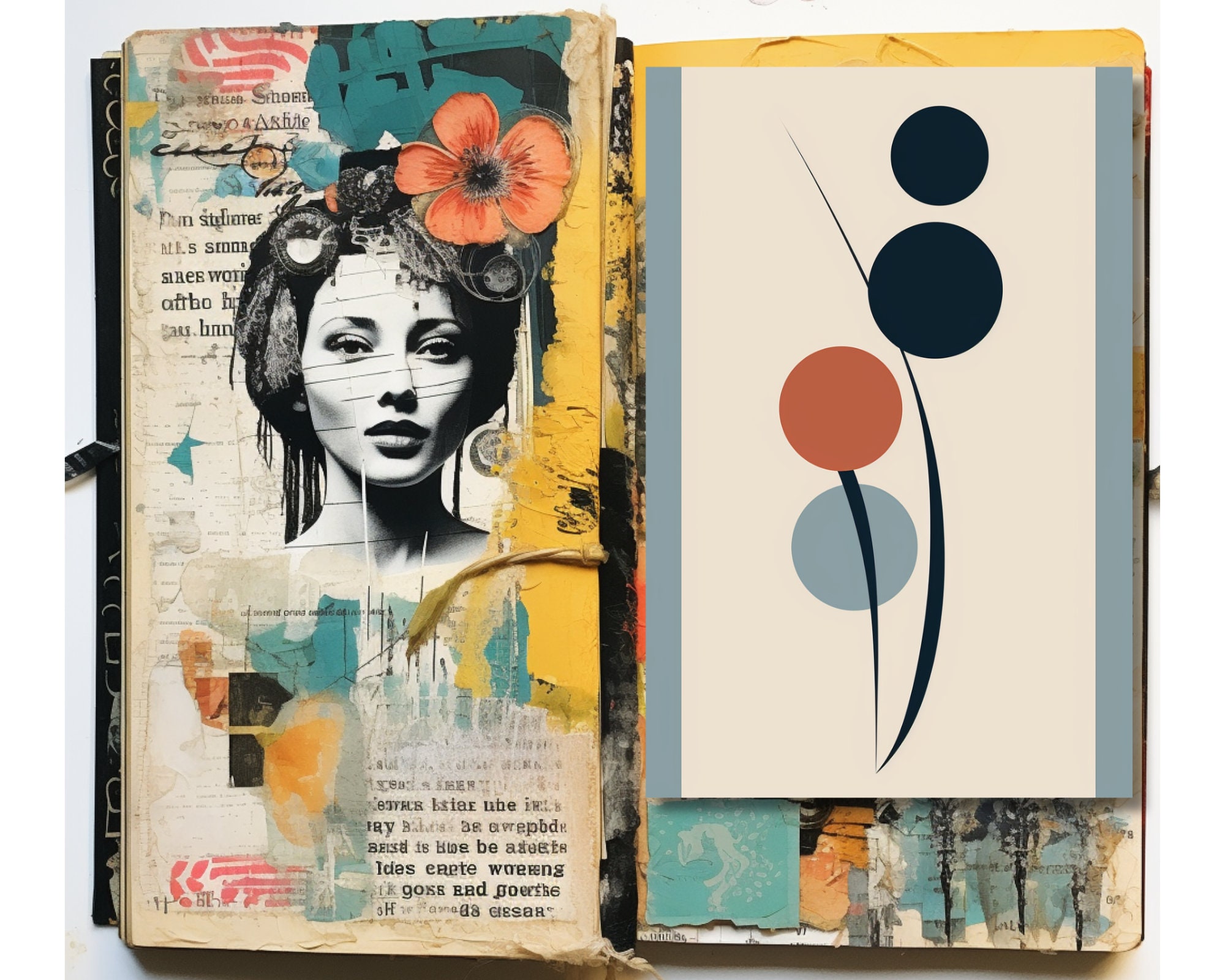 Mid Century Modern Junk Journal Paper. Digital Paper of 1950s Retro ...