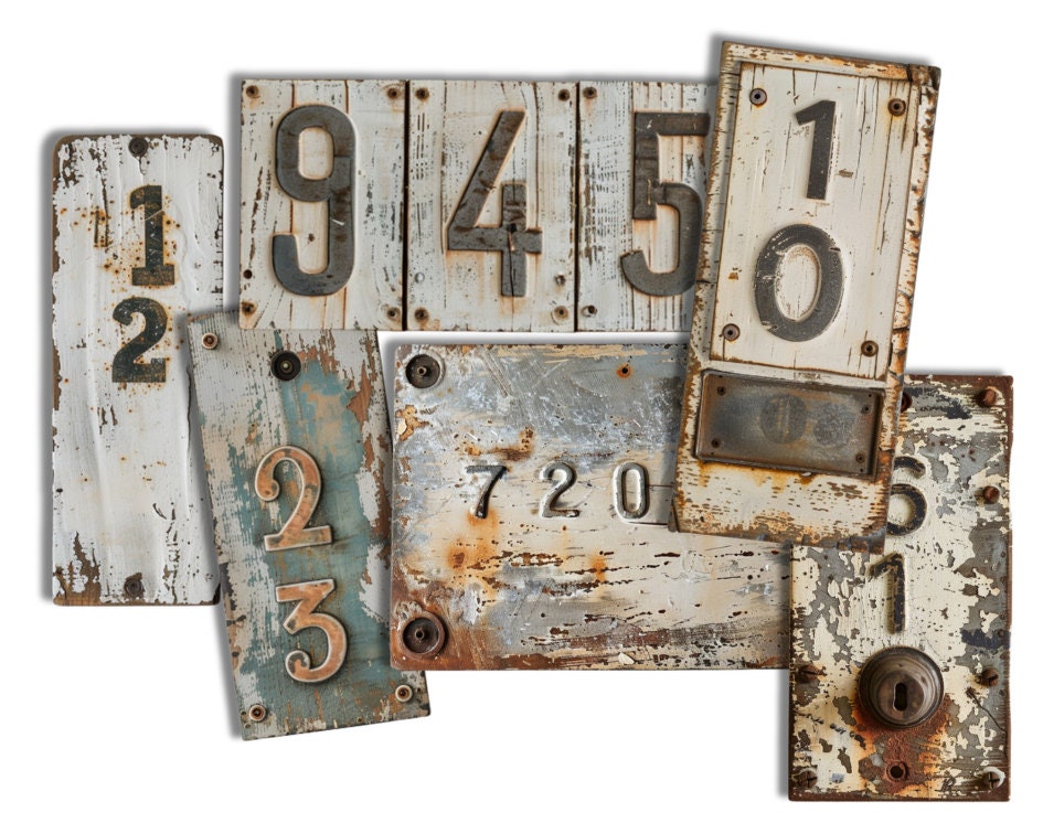 Vintage Grunge Number Junk Journal Labels. Digital Paper of Vintage ...