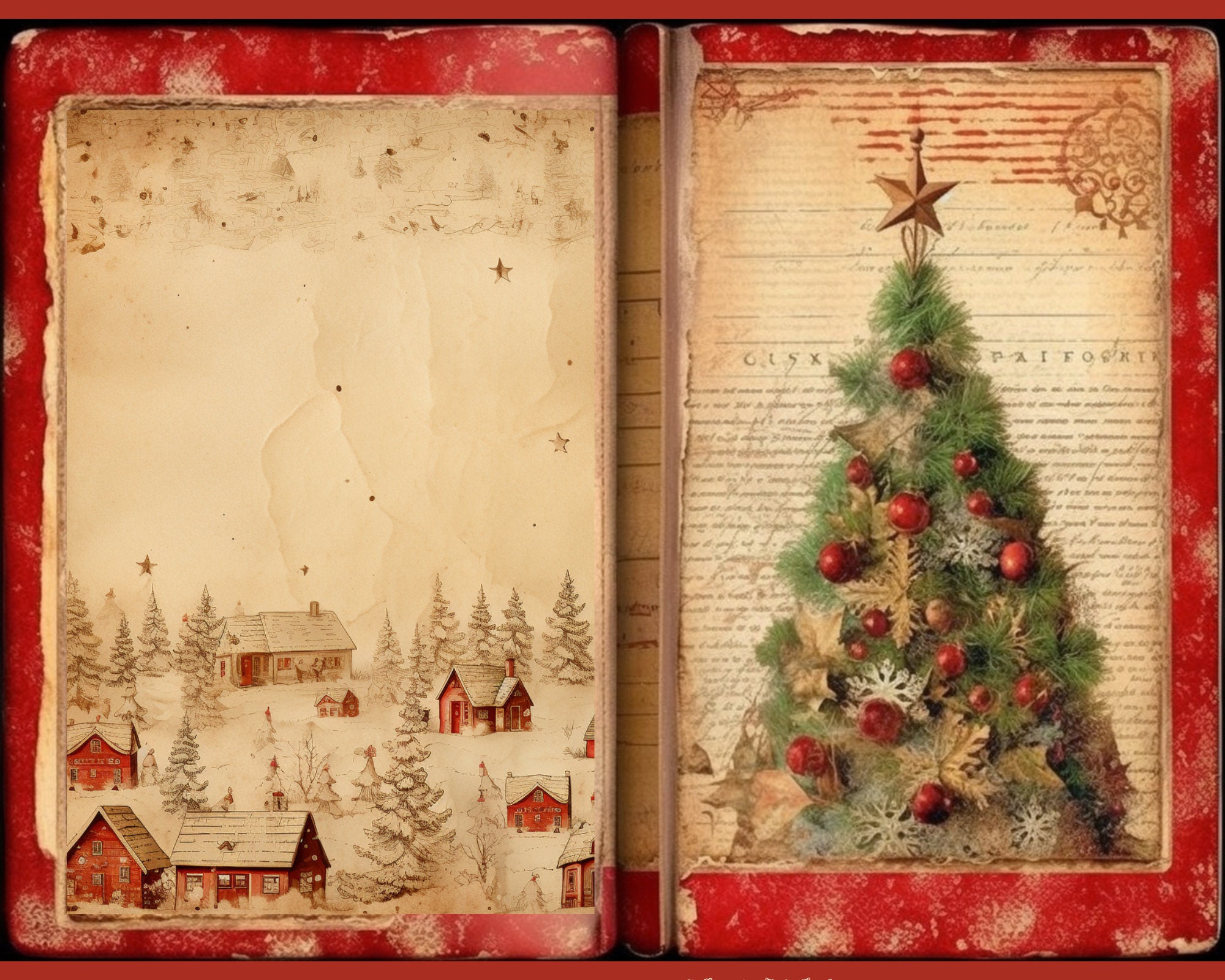 Vintage Christmas Junk Journal Paper. Digital Paper of Antique ...