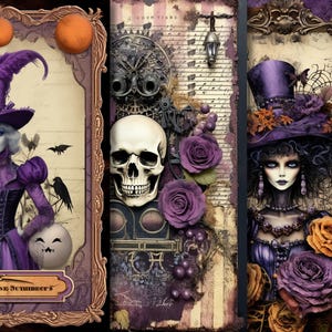 Vintage Halloween Junk Journal Digital Paper. Purple Digital Paper With ...