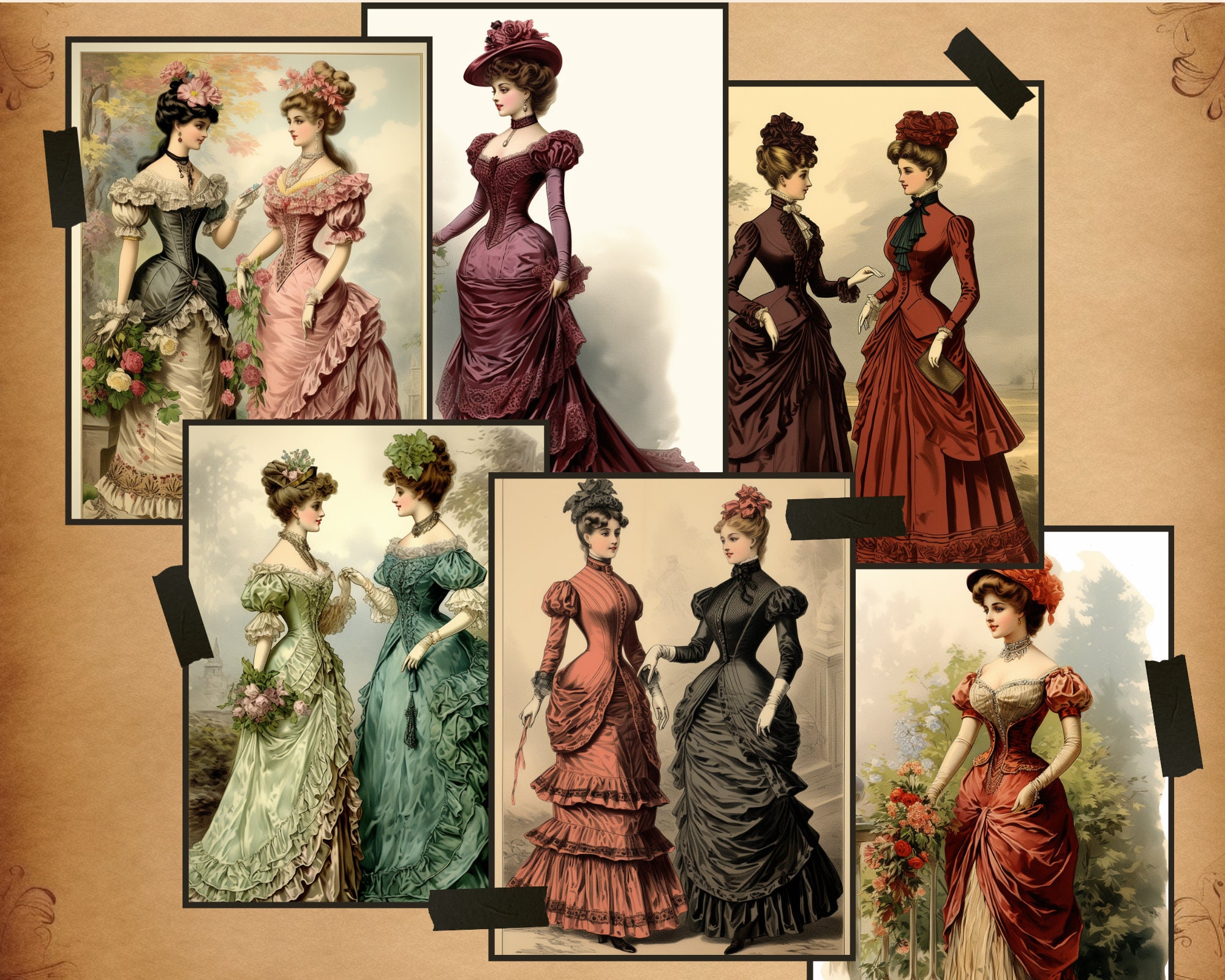 Vintage Victorian Magazine Fashion Illustrations. Digital - Etsy