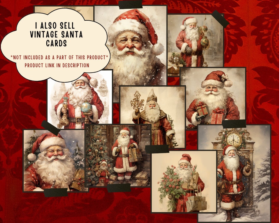 Steampunk Santa Christmas Cards and Paper. Steampunk Digital Paper of ...