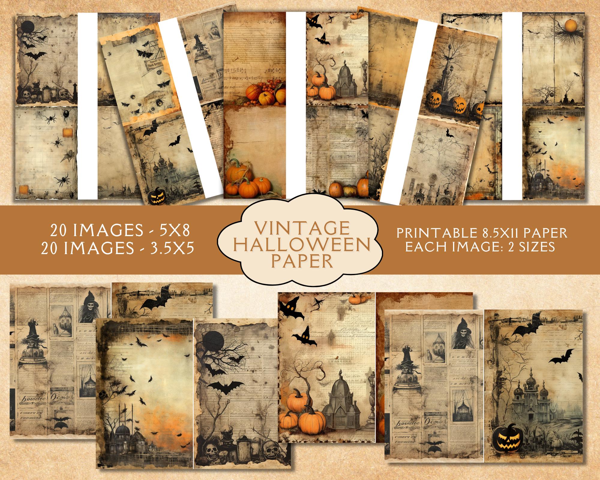 Vintage Halloween Junk Journal Paper. Digital Paper of Gothic Halloween ...