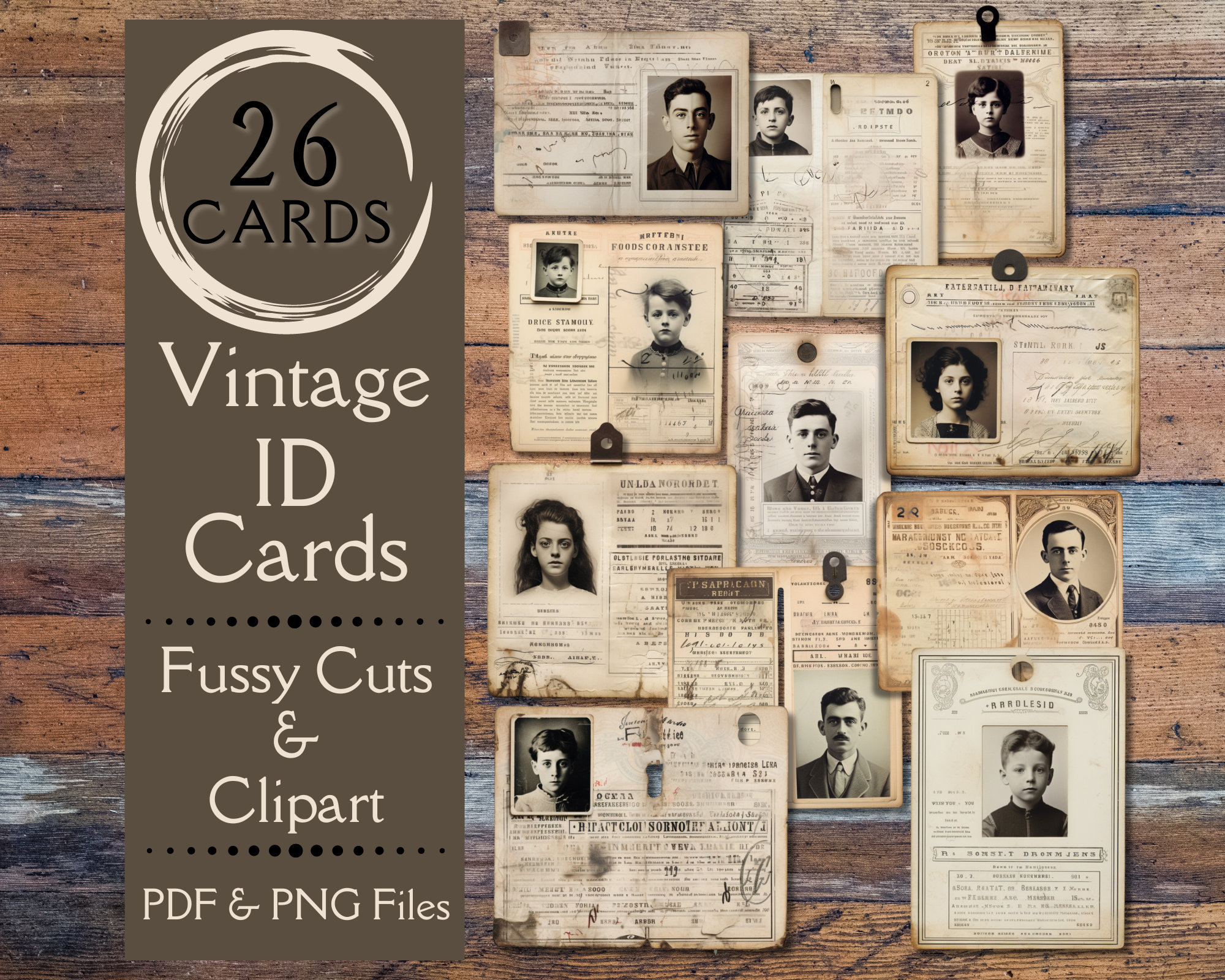 ID Cards Junk Journal Ephemera Bundle. Digital Paper of ID Card Fussy ...