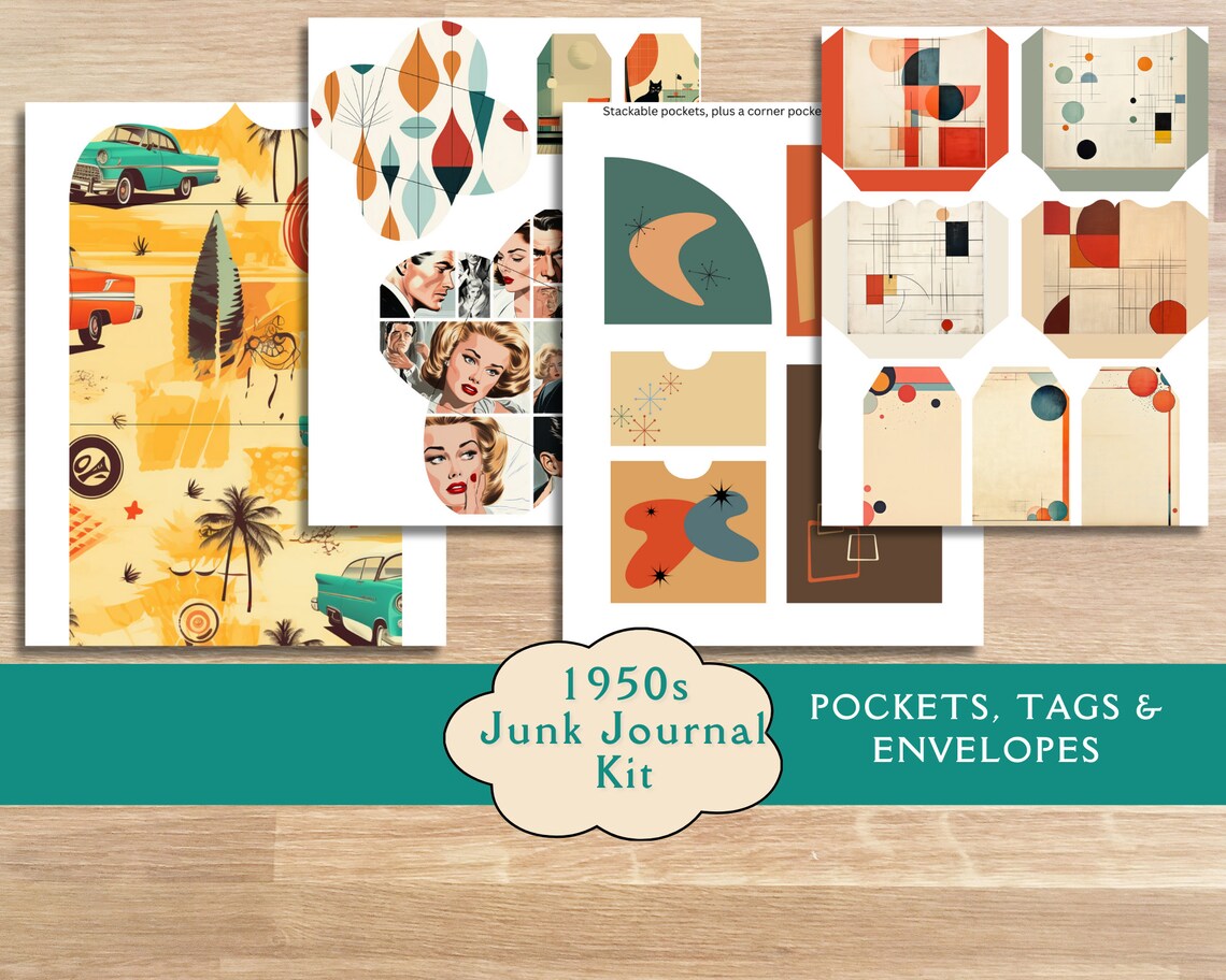 1950s Mid-century Junk Journal Kit. 1950s Mid-century Digital Paper ...
