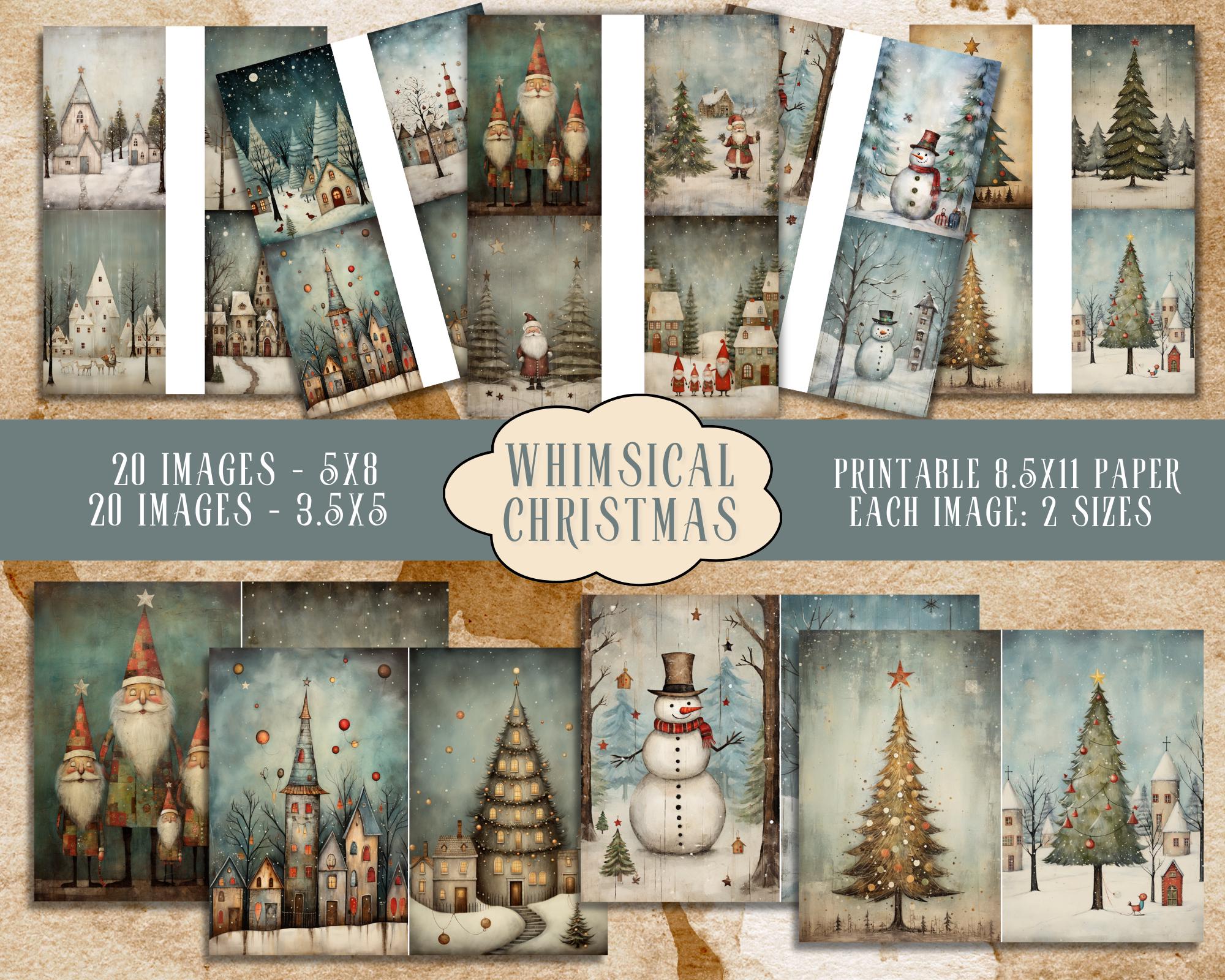 Whimsical Christmas Junk Journal Paper. Digital Paper of Vintage ...