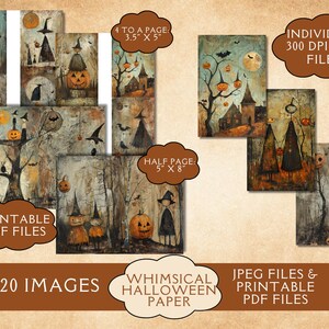 Whimsical Halloween Junk Journal Paper. Digital Paper of Pumpkins ...