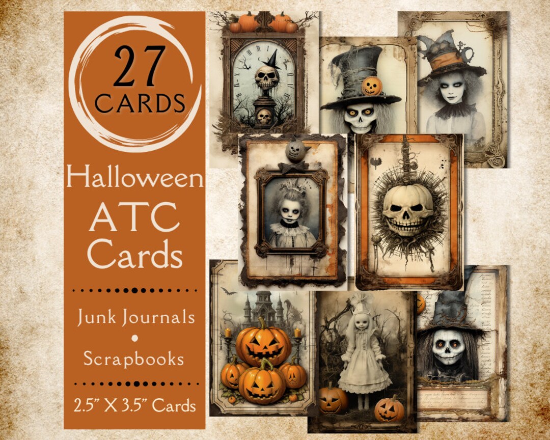 Gothic Halloween ATC Cards Junk Journal Paper. Digital Paper of Spooky ...