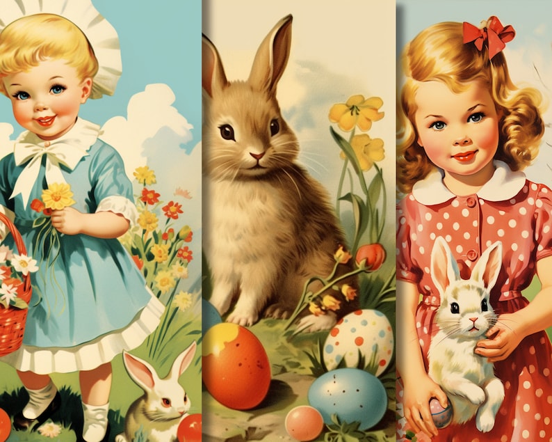 Vintage 1950s Easter Cards Junk Journal Paper. Digital Paper of Mid ...