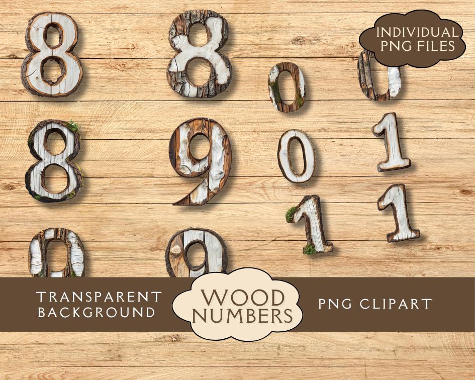 Rustic Wood Numbers Junk Journal Labels. Digital Paper of Primitive ...
