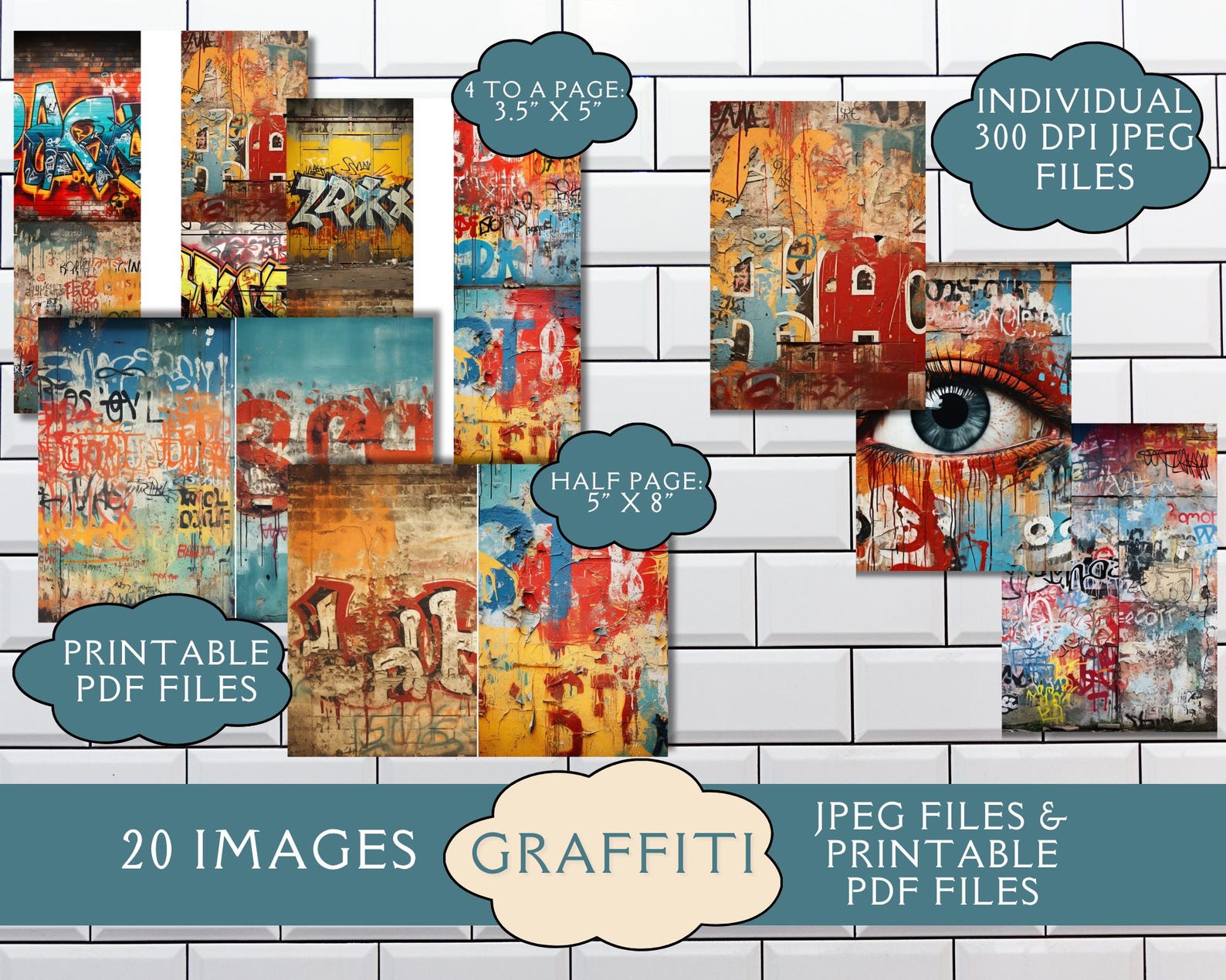 Graffiti Junk Journal Paper. Digital Paper of Spray Paint Graffiti Wall ...