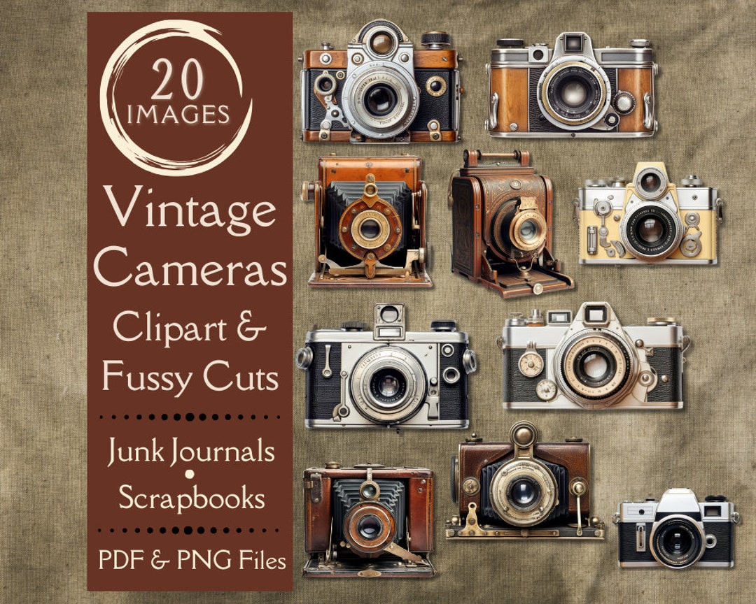 Vintage Camera Fussy Cuts for Junk Journals. Digital Paper of Steampunk ...