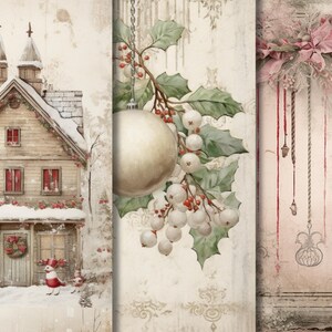 Shabby Christmas Paper. Digital Paper of Vintage Shabby Chic Christmas ...