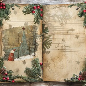 Whimsical Christmas Junk Journal Paper. Digital Paper of Quirky Vintage ...