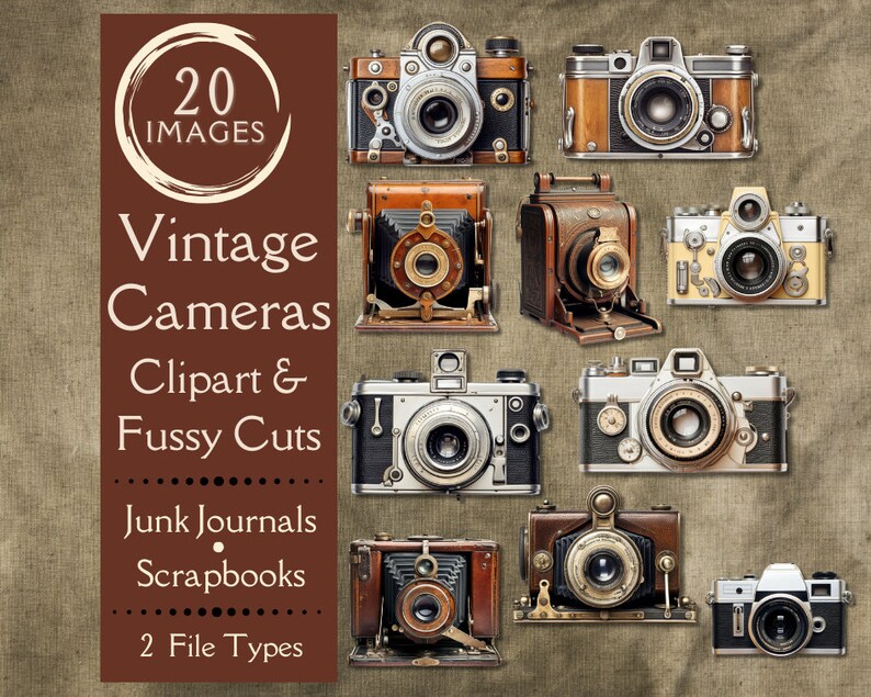 Vintage Camera Fussy Cuts for Junk Journals. Digital Paper of Antique ...