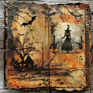 Rustic Halloween Junk Journal Paper. Digital Paper of Watercolor ...