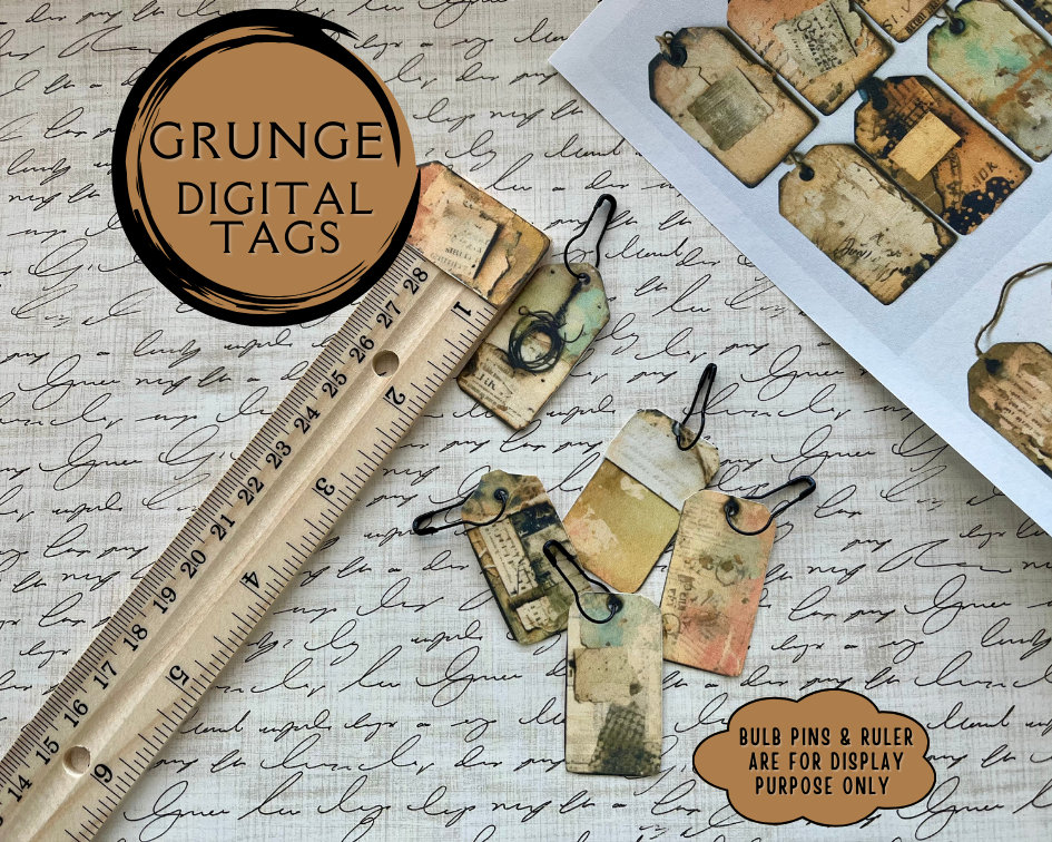 Grunge Junk Journal Tags. Mini Grunge Industrial Tags for Junk Journals ...