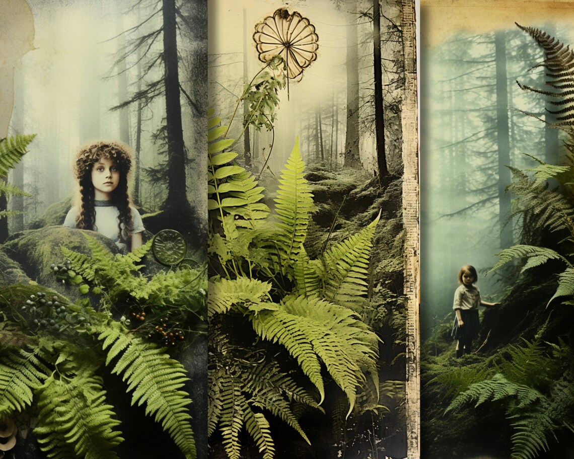 Primitive Forest Fern Junk Journal Paper. Digital Paper of Forest ...