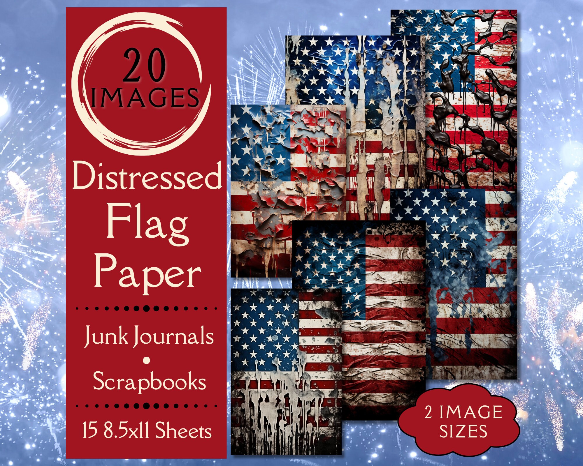 Distressed USA Flag Junk Journal Paper. Digital Paper of Grunge Flag ...