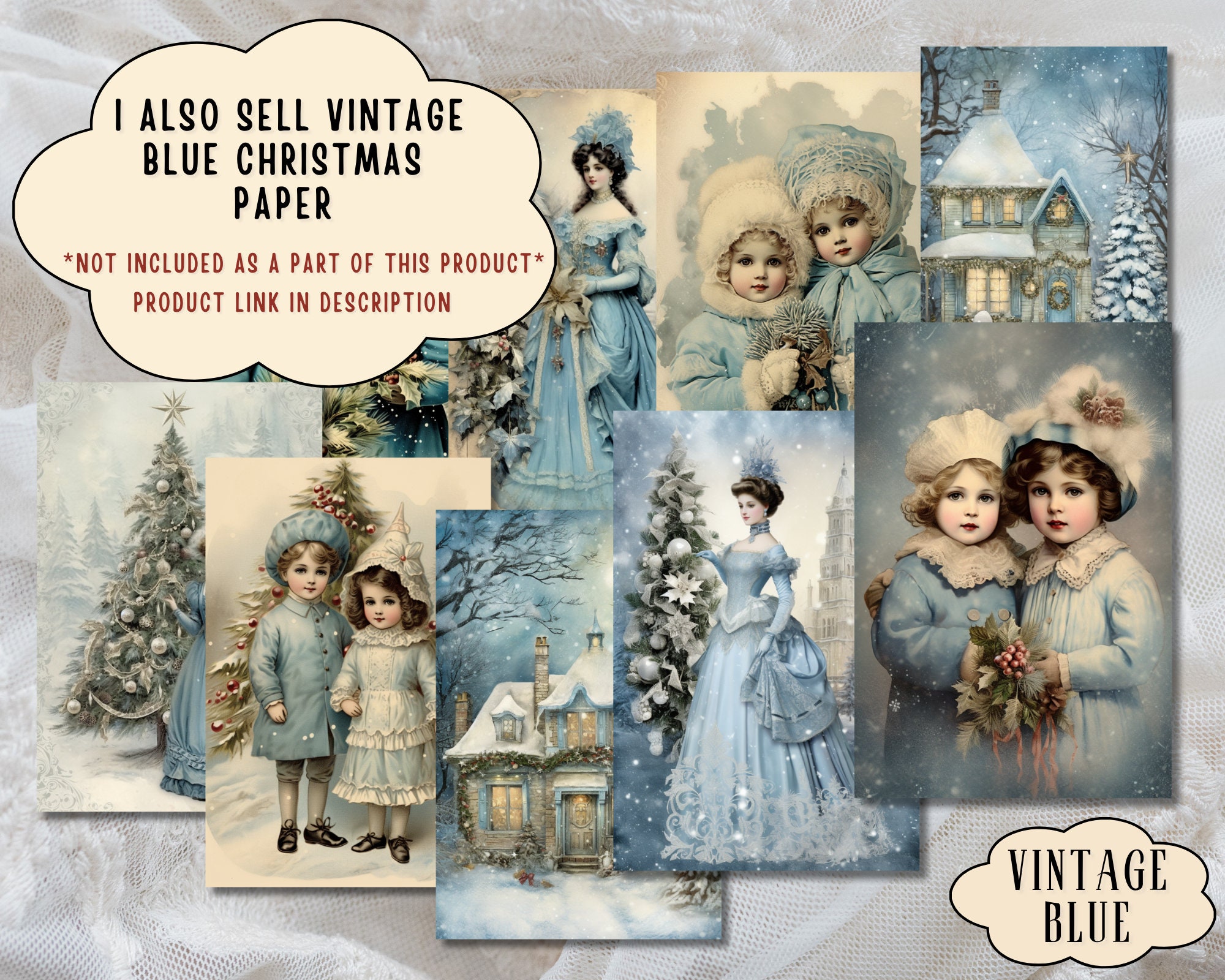 Shabby Christmas Paper. Digital Paper of Vintage Shabby Chic Christmas ...