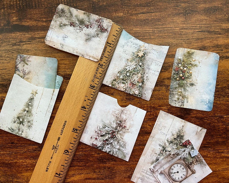 Christmas Tree Junk Journal Tags and Pockets. Digital Paper of Vintage ...