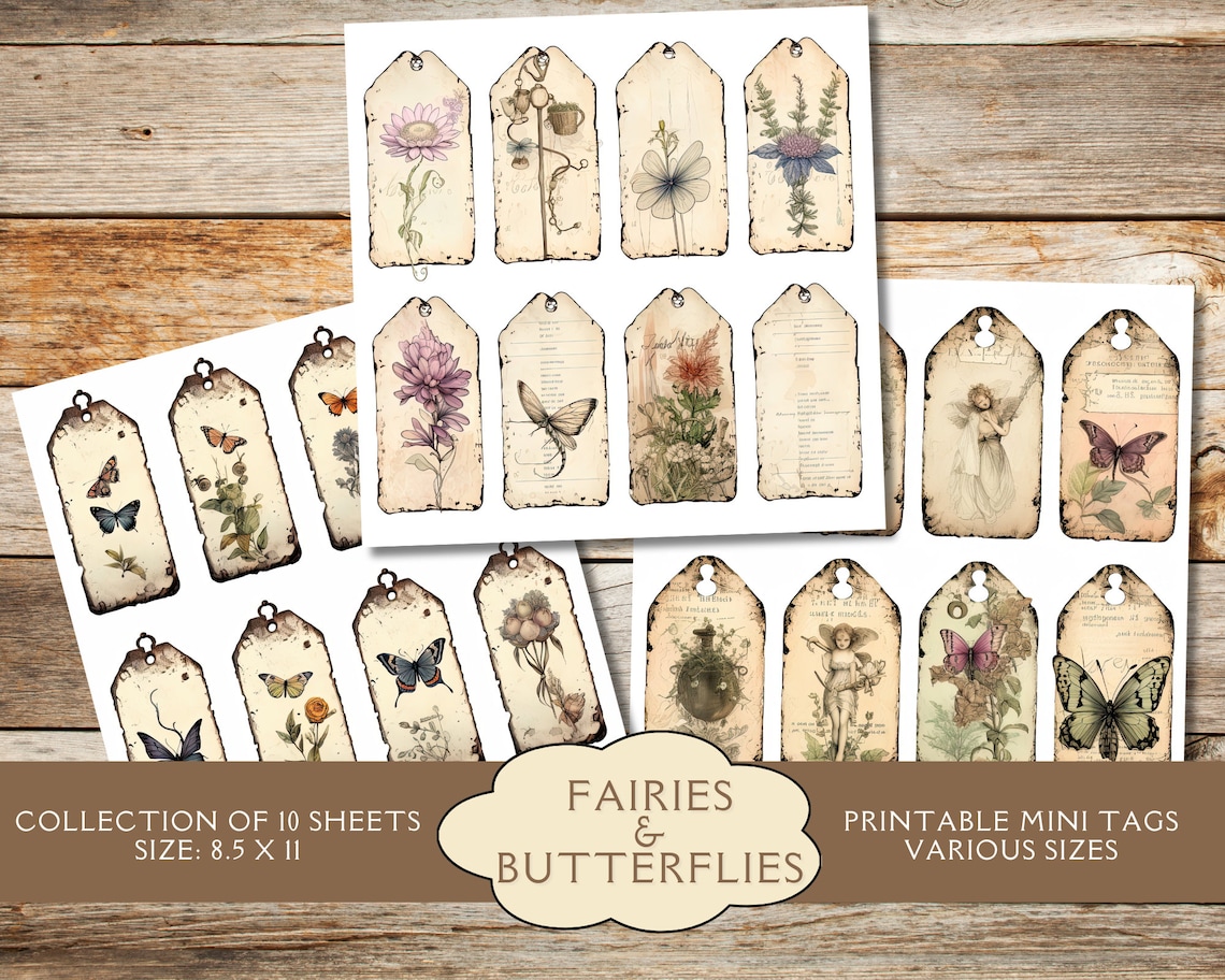 Fairy Junk Journal Tags. Digital Download, Printable Tags. Fairies and ...