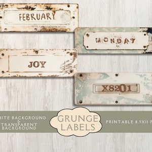Grunge Labels Fussy Cuts for Junk Journals. Digital Paper of Vintage ...