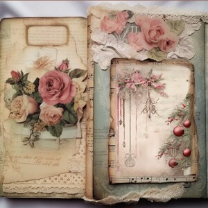 Shabby Christmas Paper. Digital Paper of Vintage Shabby Chic Christmas ...