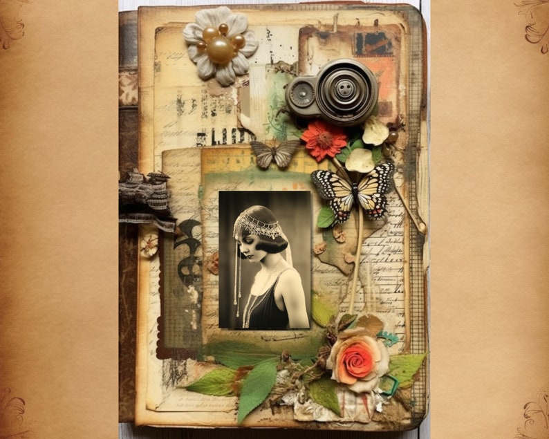 Vintage Flapper Postcards. Digital Paper of Vintage 1920s Ephemera for ...