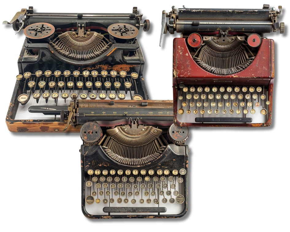 Vintage Typewriters Junk Journal Clipart. Digital Paper of Antique ...