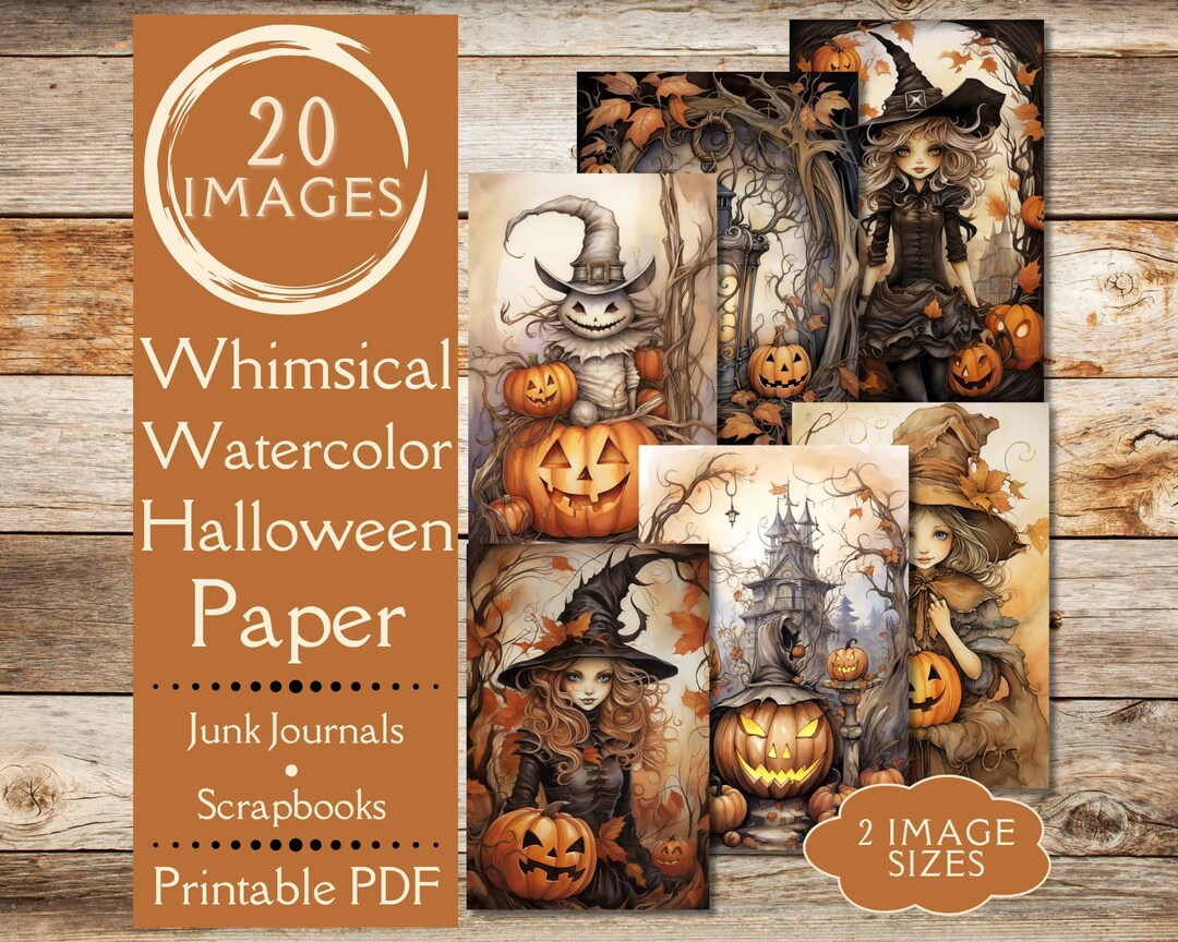 Whimsical Rustic Halloween Junk Journal Paper. Digital Paper of Rustic ...