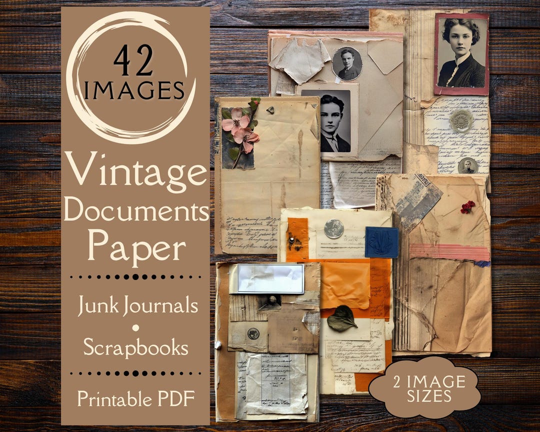 Vintage Documents Junk Journal Ephemera. Digital Paper of Layered ...