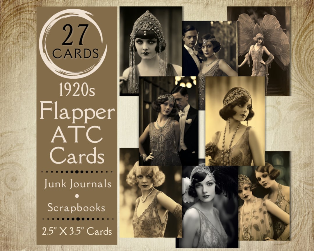 Vintage Flapper ATC Cards Junk Journal Paper. Digital Paper of Vintage ...