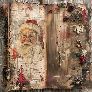 Vintage Grunge Christmas Santa Clause for Junk Journals. Digital Paper ...
