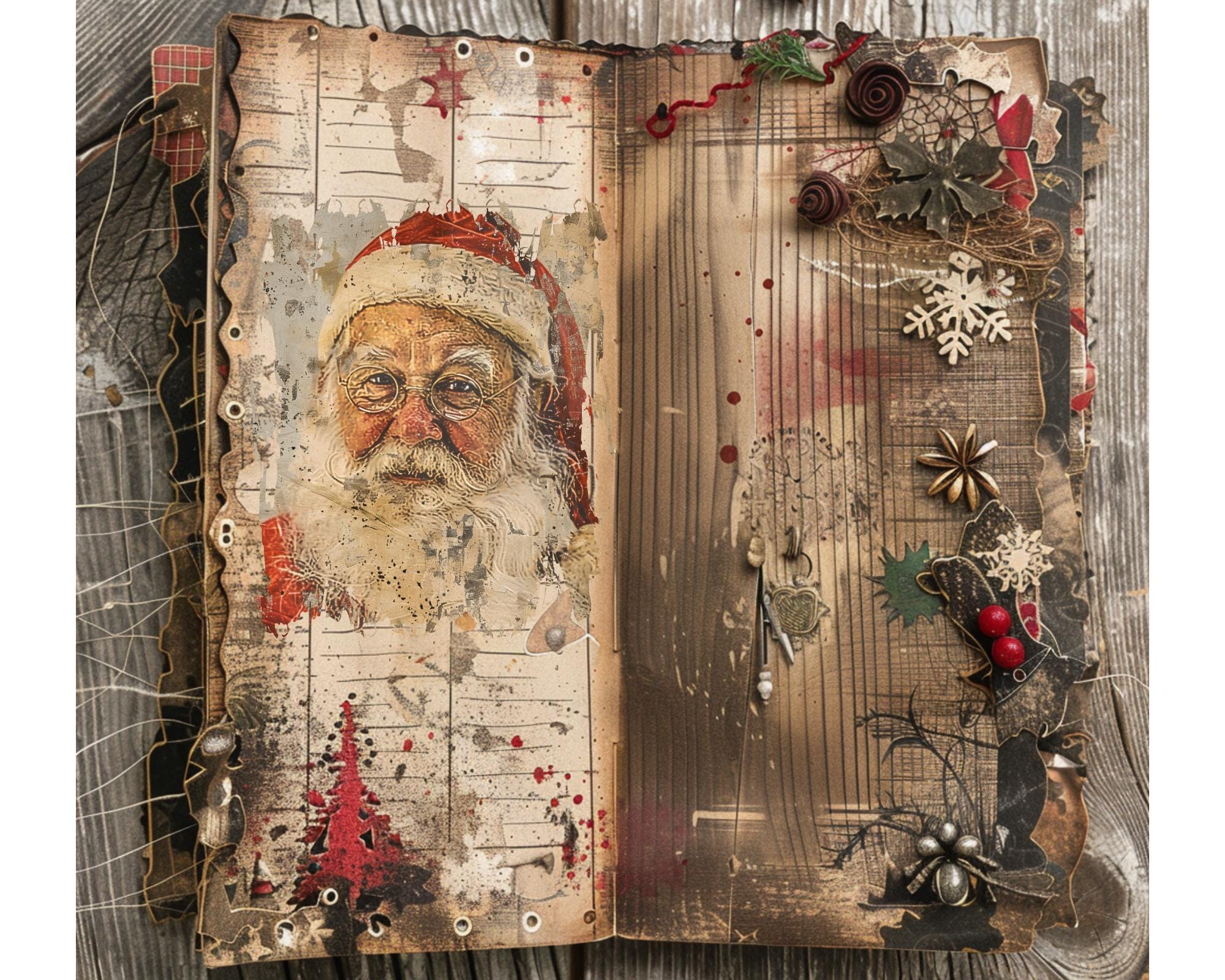 Vintage Grunge Christmas Santa Clause for Junk Journals. Digital Paper ...