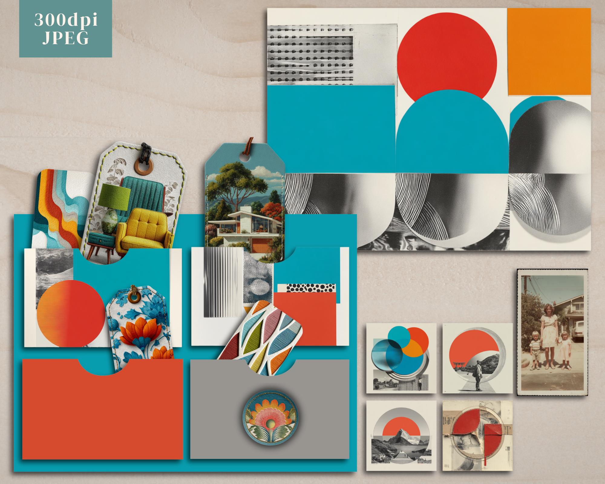 1950s Mid-century Modern Junk Journal Kit. Digital Paper of Retro ...
