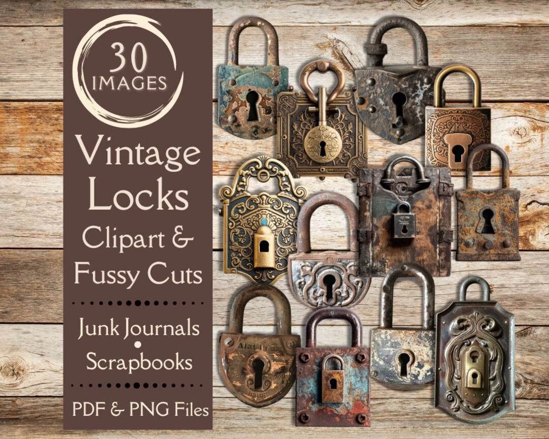 Vintage Locks Fussy Cuts for Junk Journals. Digital Paper of Antique ...