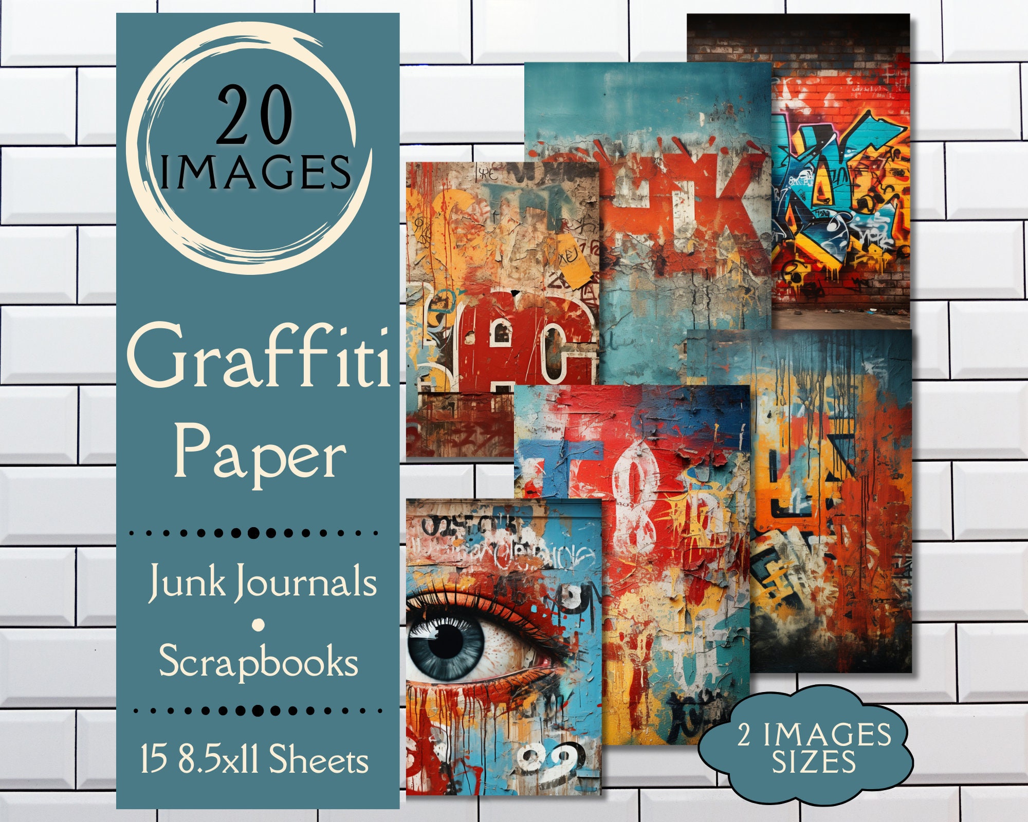 Graffiti Junk Journal Paper. Digital Paper of Pray Paint Graffiti Wall Art for Junk Journals and ...