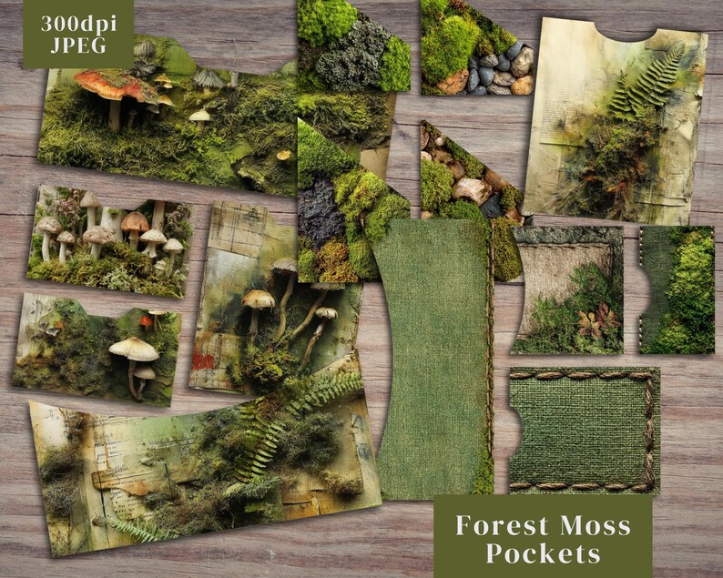 Forest Junk Journal Kit. Digital Paper of Vintage Journal With Moss ...