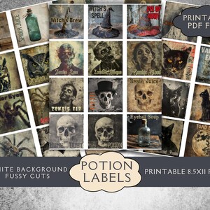 Gothic Potion Labels Clipart for Junk Journals. Digital Paper of ...